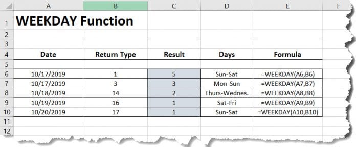 How to use the WEEKDAY Function in Excel - Excelbuddy.com